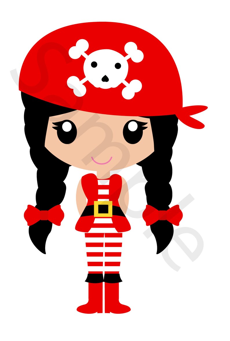 Girl Island Pirates Clip-art Set in a PNG 300ppi Format. Personal ...