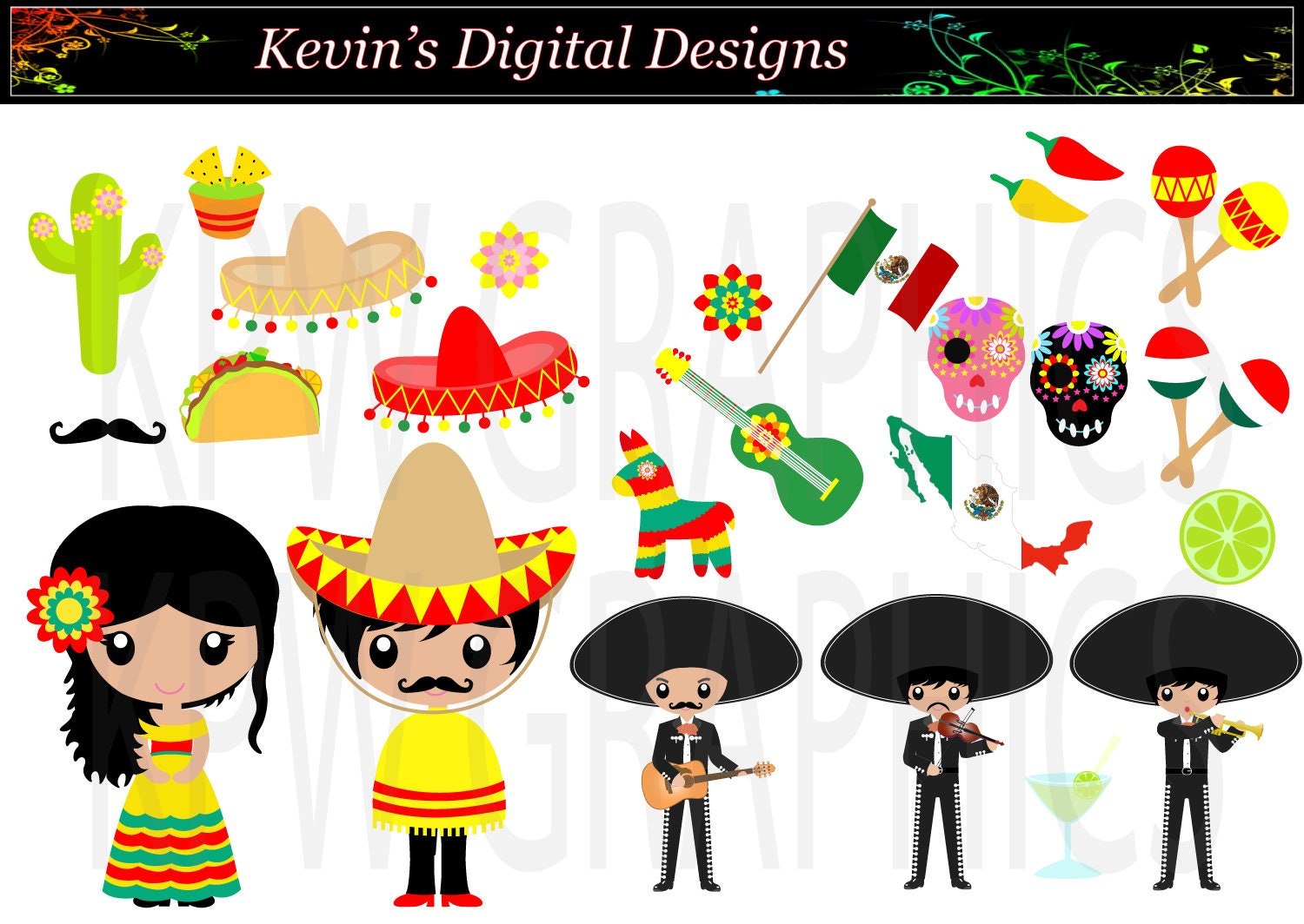 Countries of the World Mexico Clip-art Set in a PNG 300ppi Format ...
