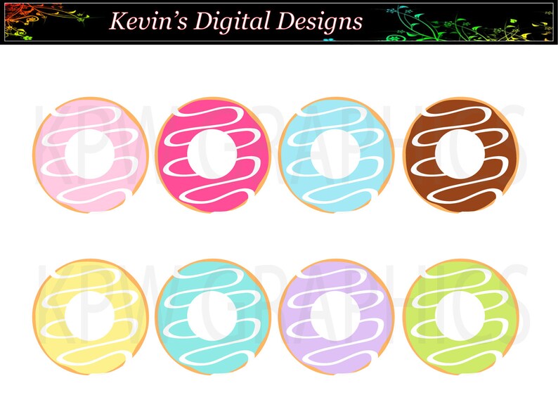 Iced Donuts Clip-art Set in a PNG File Format. Personal & Small ...