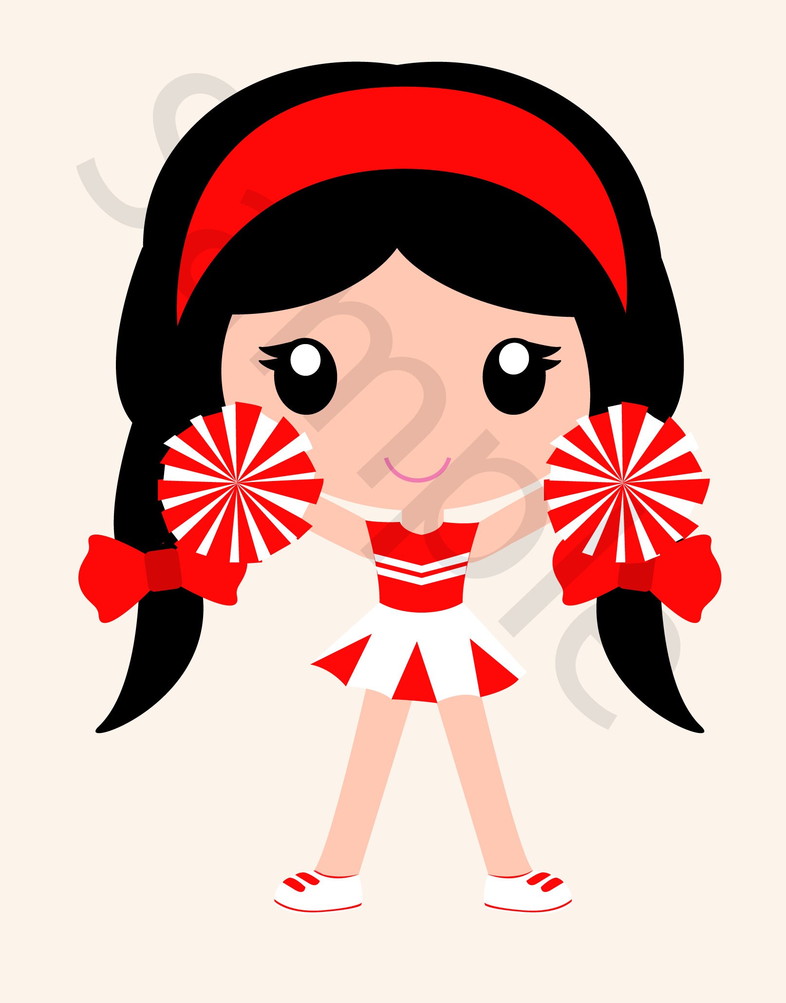 Red and White Cheerleader Clip-art Set in a PNG 300ppi Format. Personal ...