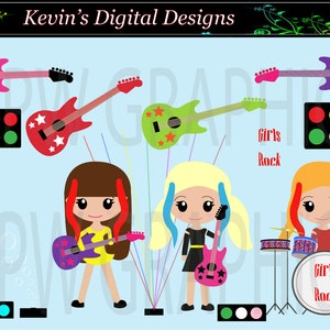 Rockstar Girl Clipart Coloring