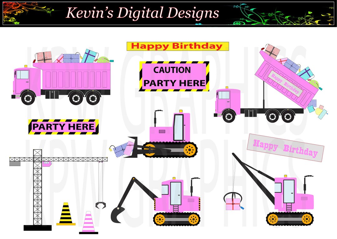 Birthday Construction Clip-art Set 9, PNG, Personal & Small Commercial ...