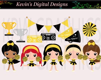 Red and White Cheerleader Clip-art Set in a PNG 300ppi | Etsy