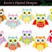 Colorful Rainbow Cute Owls Clipart Set in a PNG Format. - Etsy