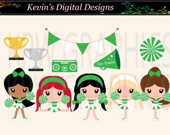 Red and White Cheerleader Clip-art Set in a PNG 300ppi | Etsy