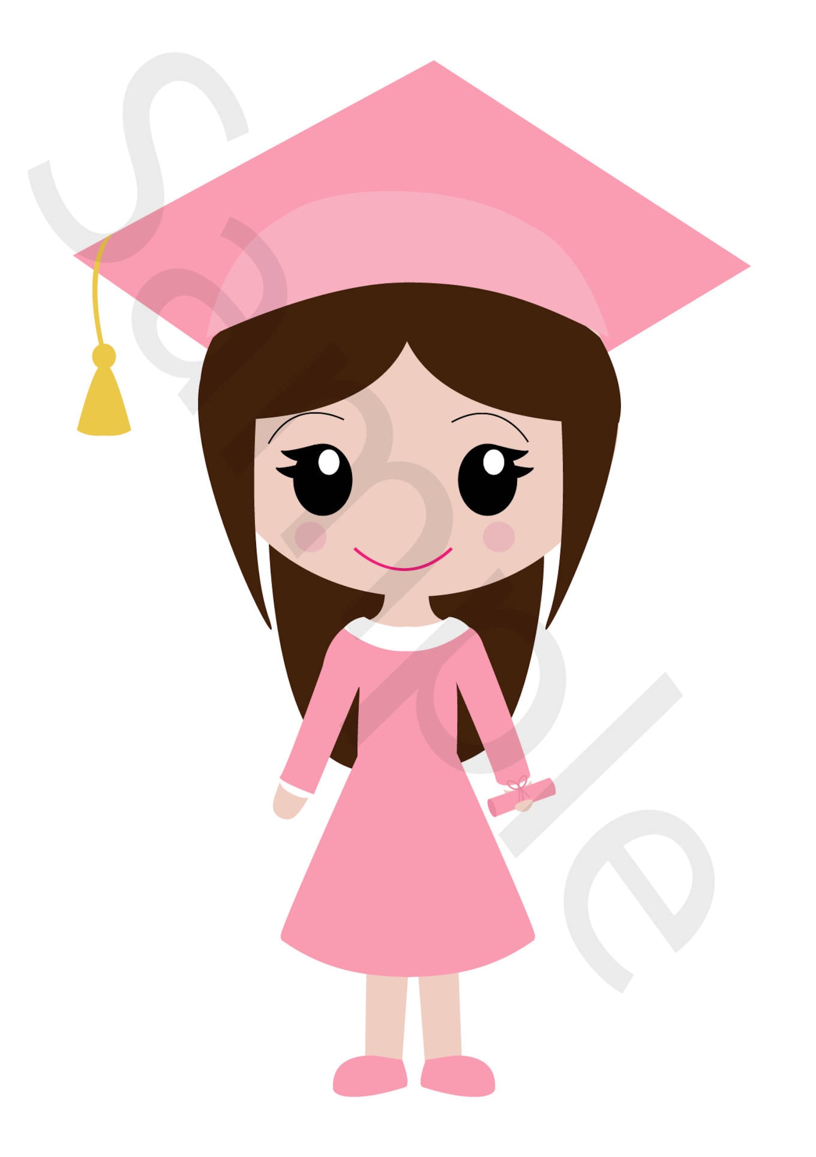 Graduation Girls and Boys in Pink and Blue Clip-art Set in a PNG 300ppi ...