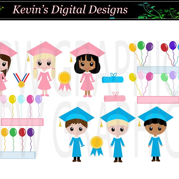 Graduation Boys and Girls Clip Art - Etsy