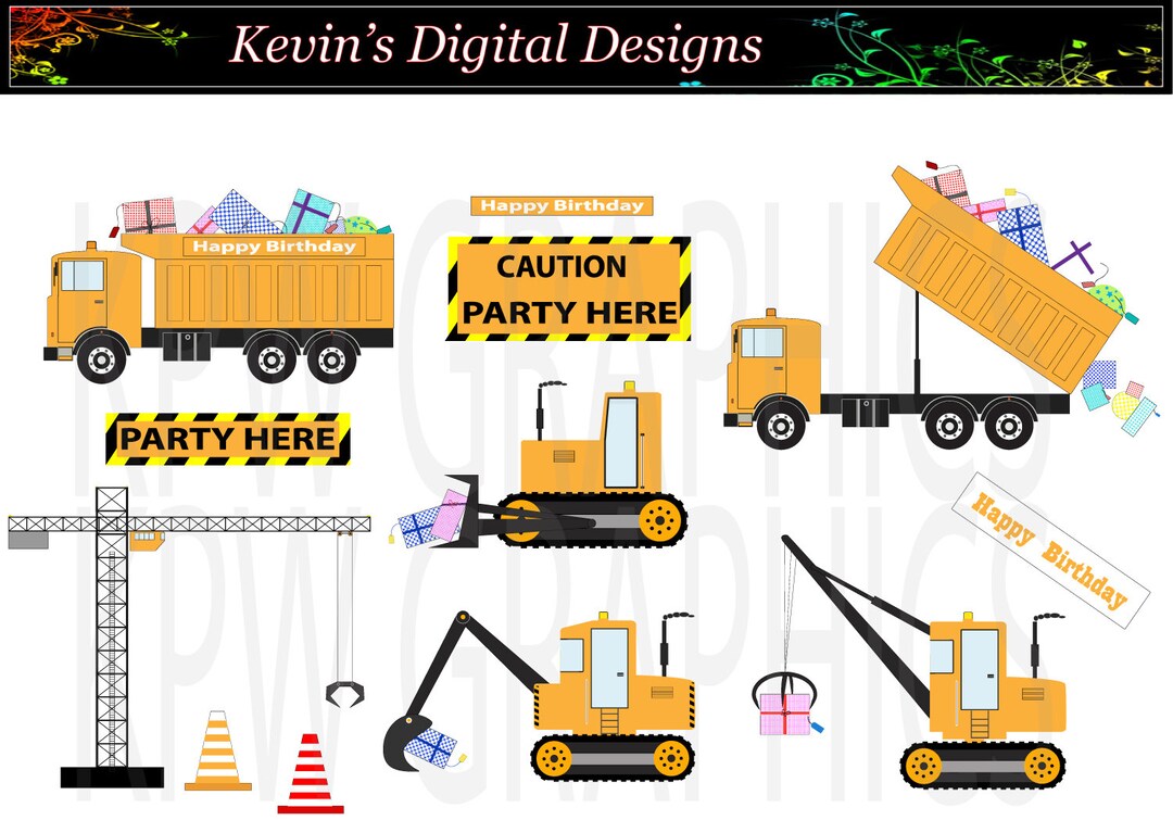 Birthday Construction Clip-art Set 14 in High Quality PNG Format ...
