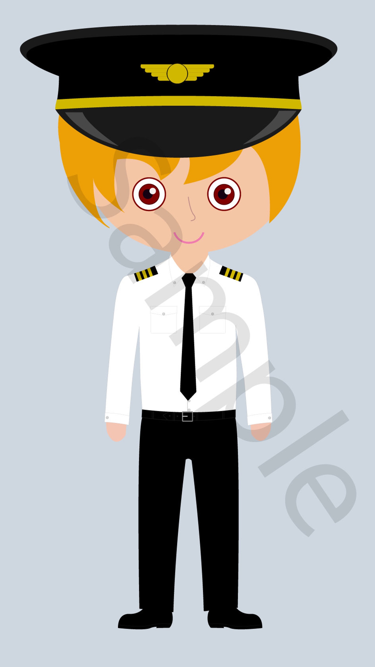 Cute Boy Aircraft Pilots Clip-art Set in a PNG 300ppi Format. Personal ...