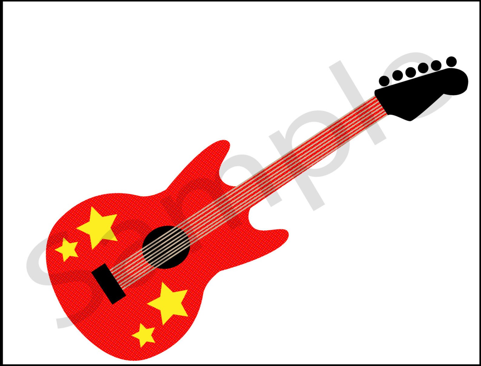 Guitar Clip-art Set of Various Colours and Patterns in a PNG 300ppi ...