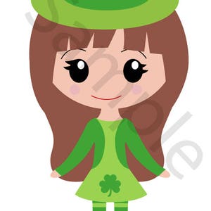 St Patricks Girls Clip-art Set in a PNG 300ppi Format. Personal & Small ...