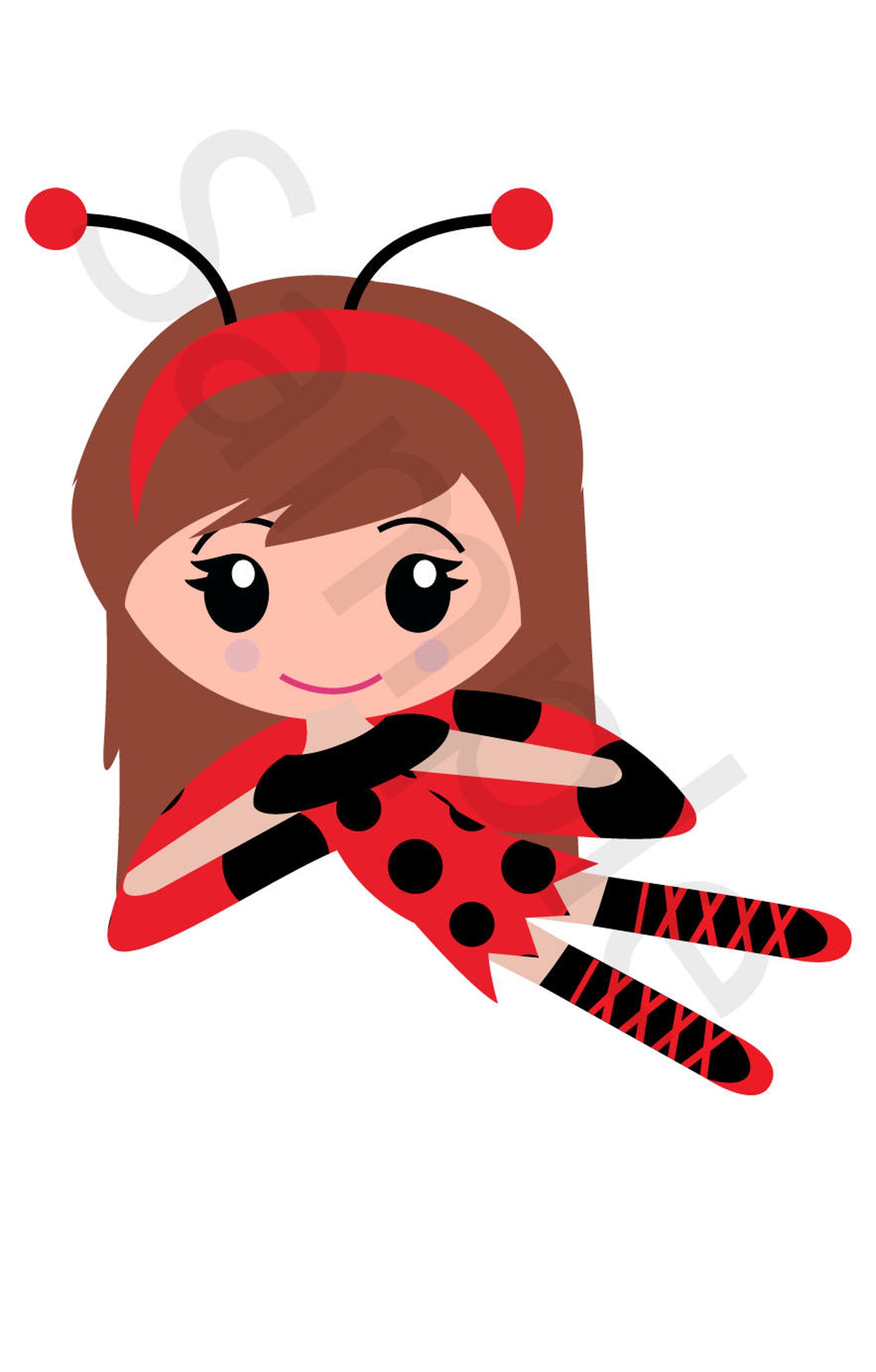 Ladybug Ladybird Girls Dolls Clip-art Set in a PNG 300ppi - Etsy UK