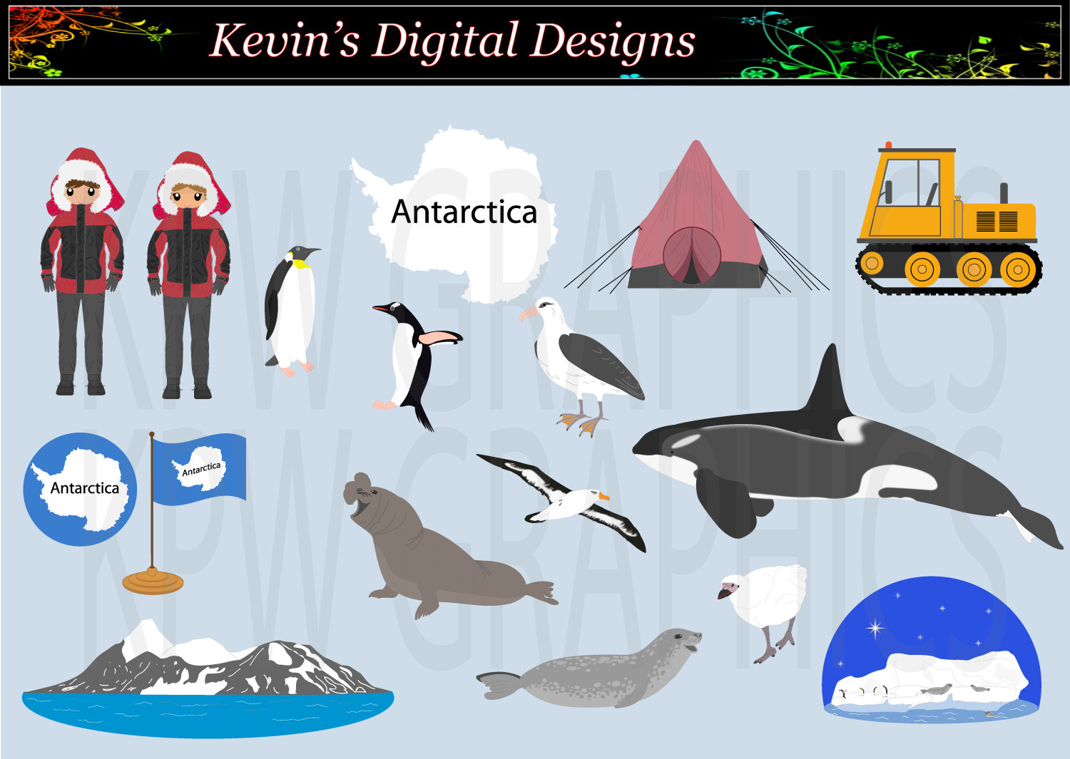 Antarctica Land Animals Clipart