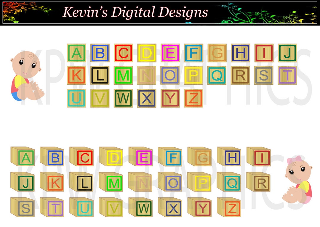 Toy Alphabet Building Blocks Clipart Set wood Effect in High - Etsy
