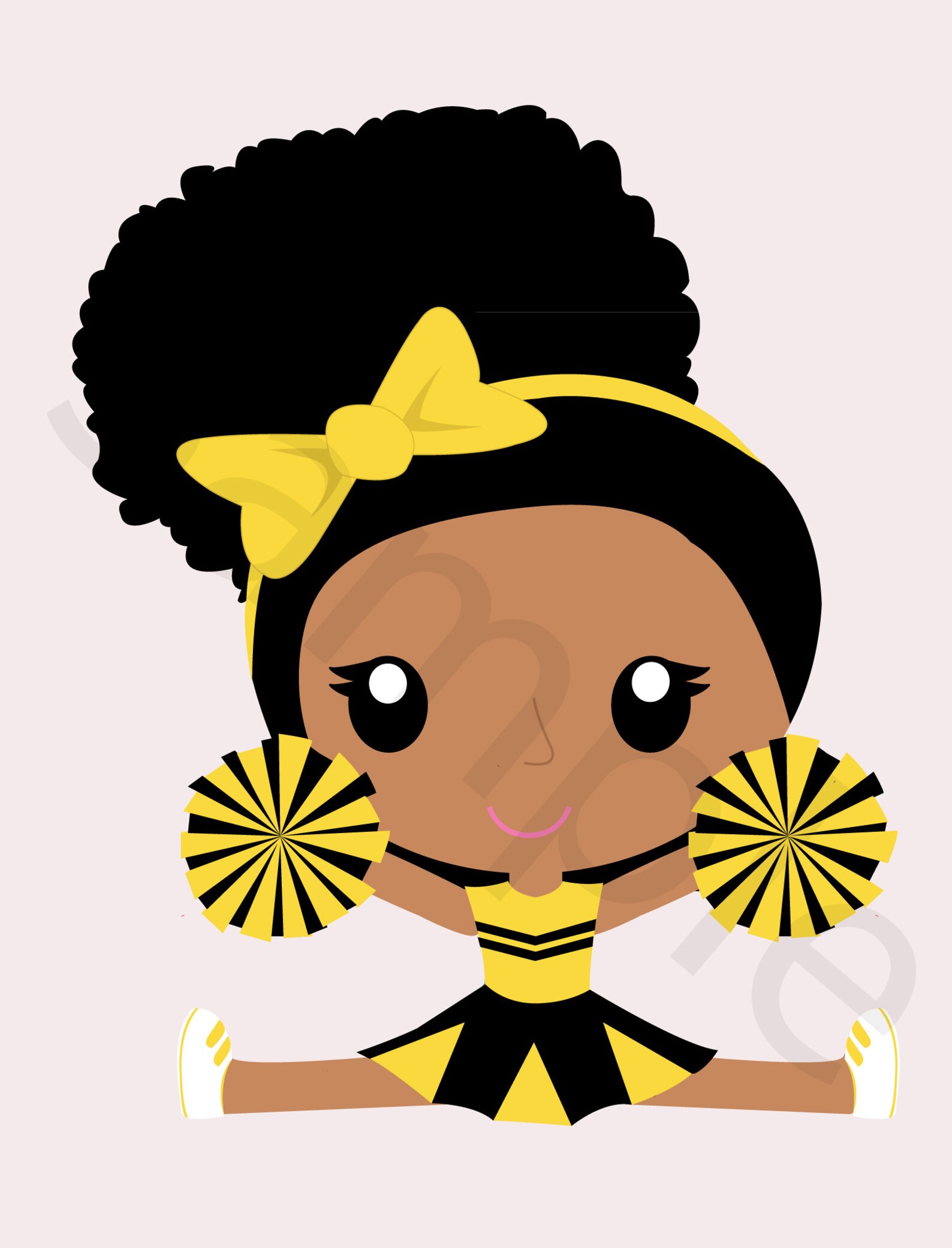 African American Yellow and Black Cheerleader Clip-art Set in - Etsy