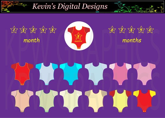 Baby-grow Clip-art Set various Colors in High Quality PNG | Etsy