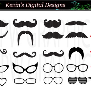 Moustaches, Glasses and Lips Clip-art Set in a PNG Format. Personal ...