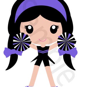 Purple and Black Cheerleader Clip-art in PNG 300ppi Format, Personal ...