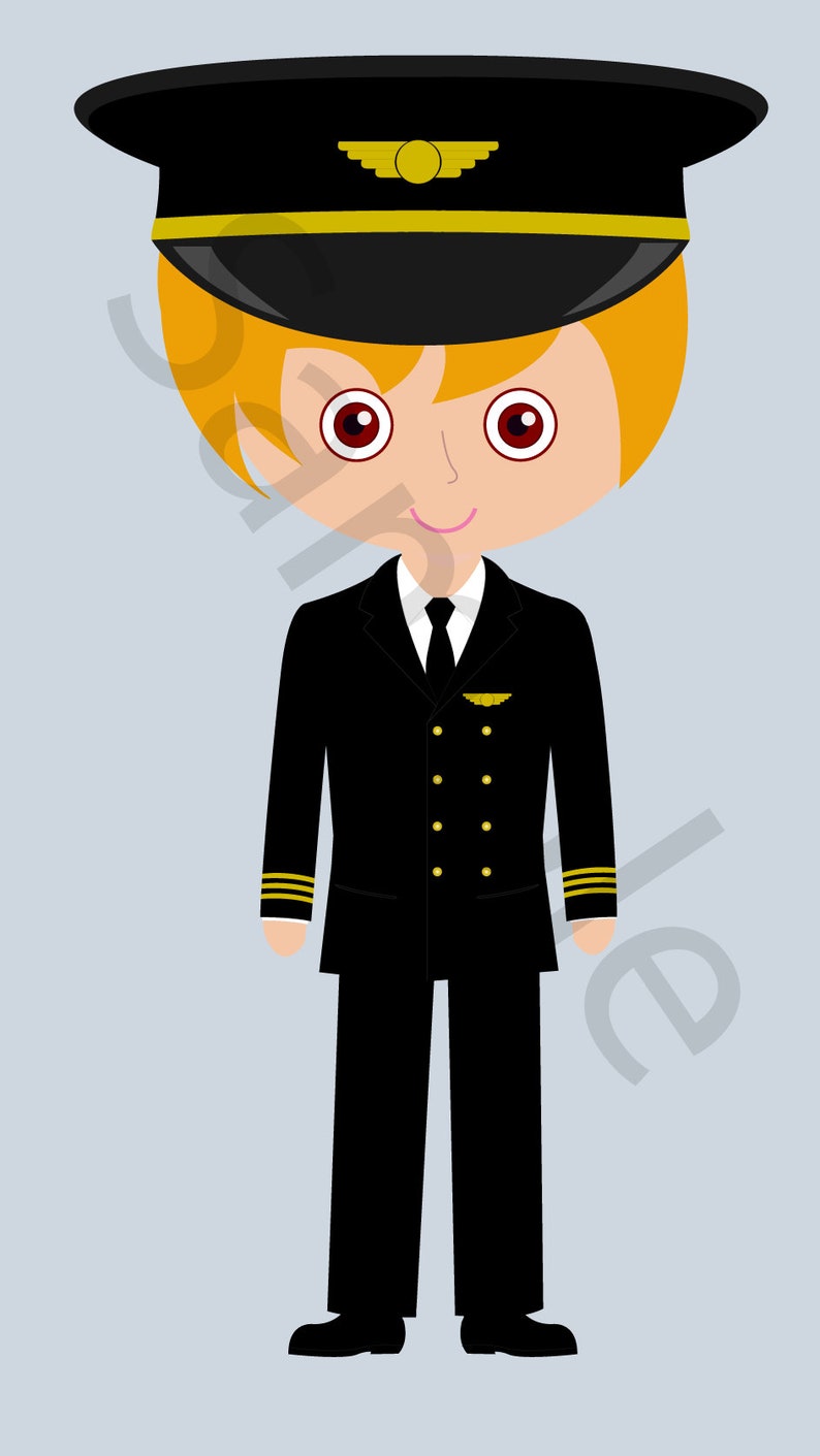 Cute Boy Aircraft Pilots Clip-art Set in a PNG 300ppi Format. Personal ...