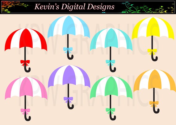 Rainbow Umbrellas Clip-art Set in a PNG 300ppi Format. - Etsy India