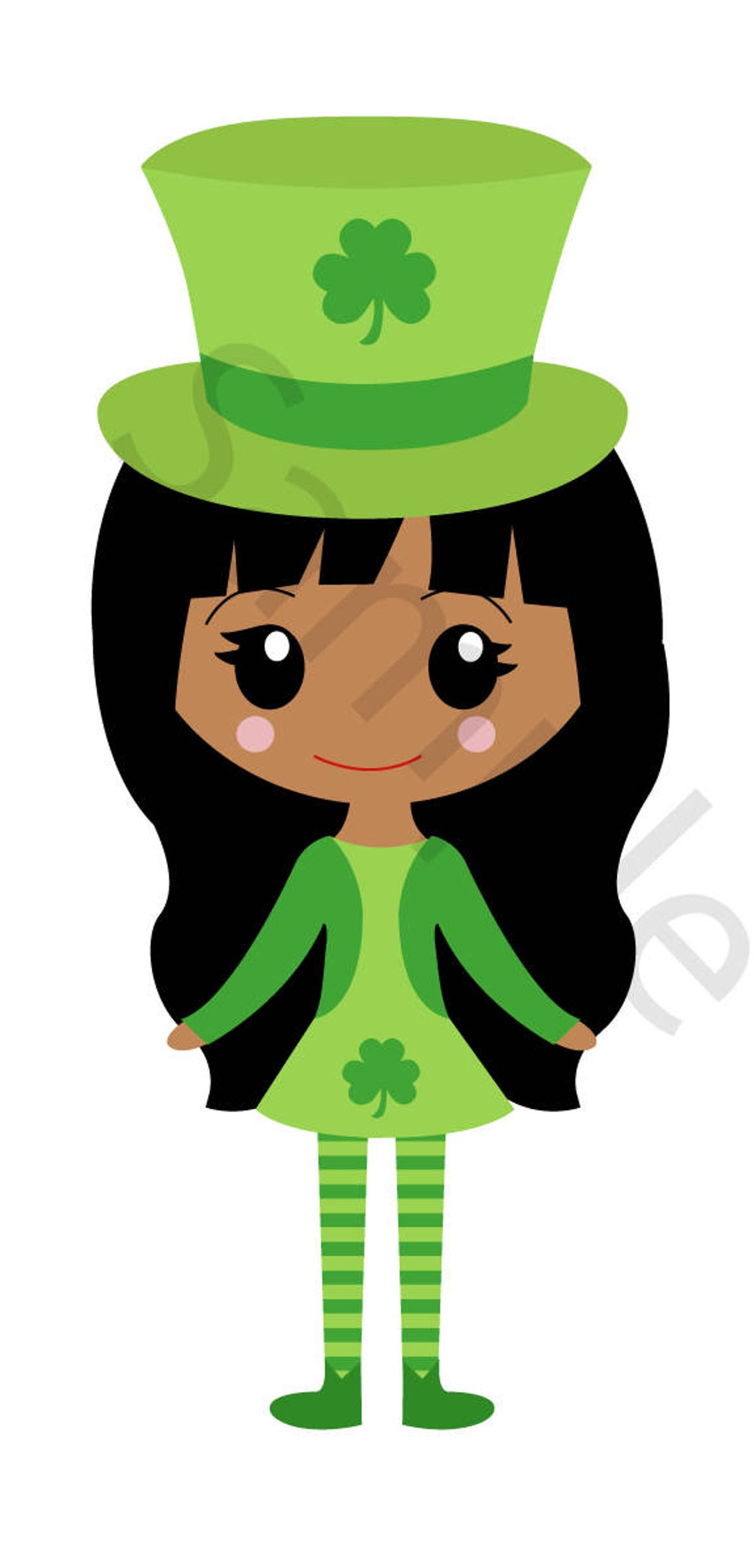 St Patricks Girls Clip-art Set in a PNG 300ppi Format. Personal & Small ...