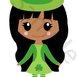 St Patricks Girls Clip-art Set in a PNG 300ppi Format. Personal & Small ...