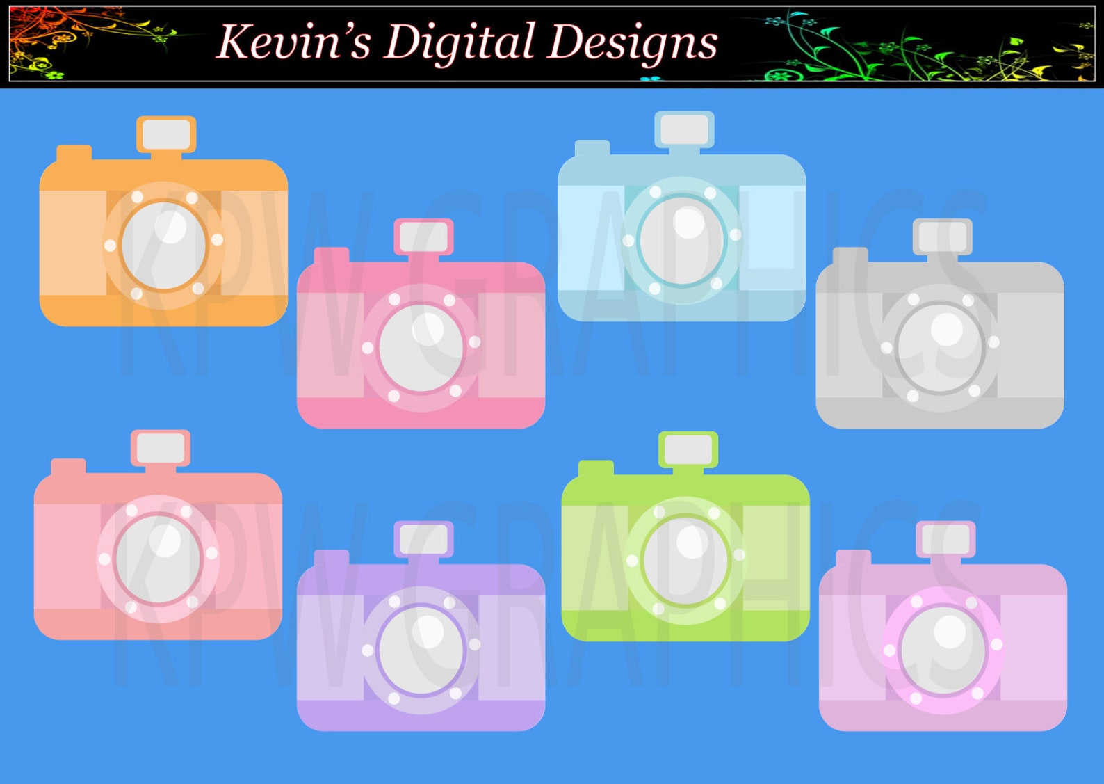 Pastel Cameras Clip-art Set in a PNG format. Personal & Small | Etsy