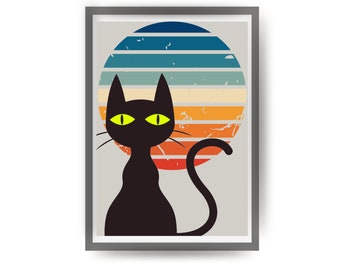 Funky Cat Art - Etsy