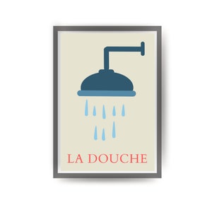 La Douche Print, Vintage Bathroom Wall Art, Retro French Poster, Shower ...