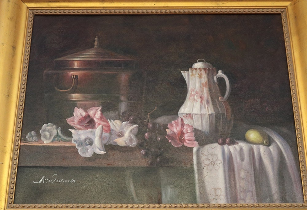 Small Still Life Floral Oil Painting Signed A Warner - Etsy
