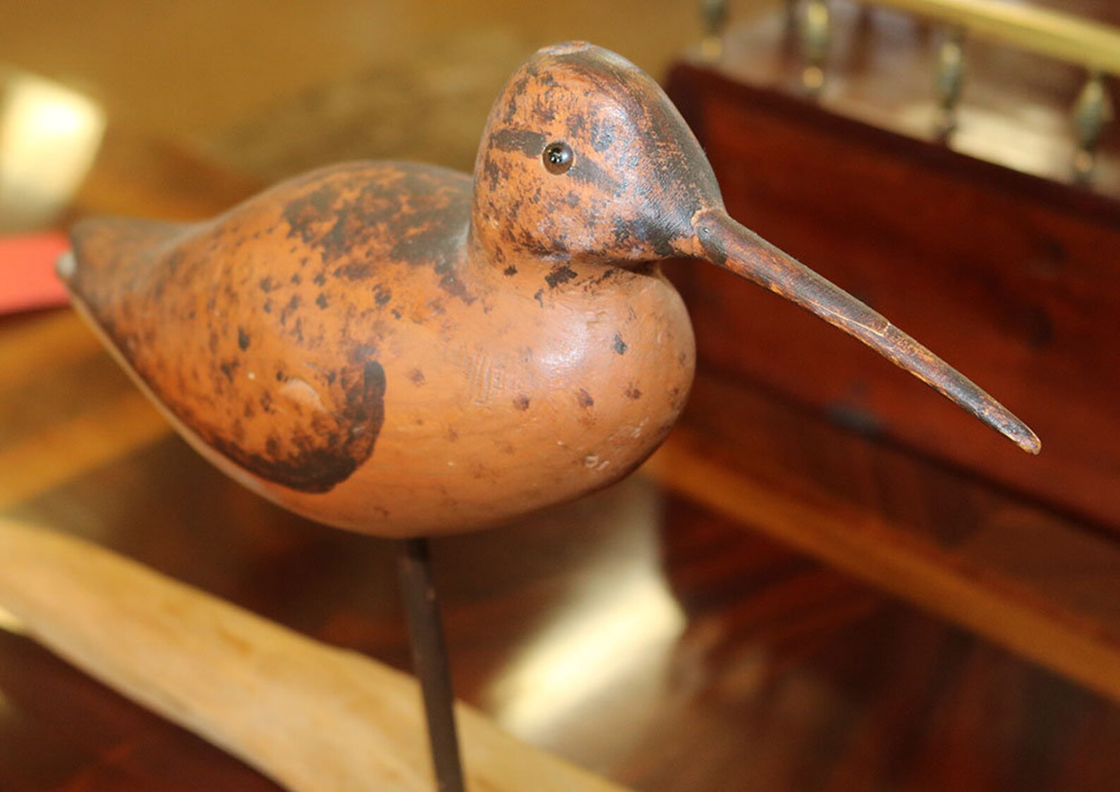 Hand-made Vintage 1940s Long Billed Dowitcher Deco on Driftwood Carved ...