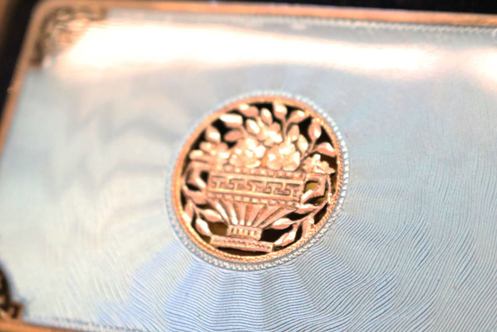 Rare Nissel & Sikora Silver Blue Enamel Compact Set Original Box Circa ...