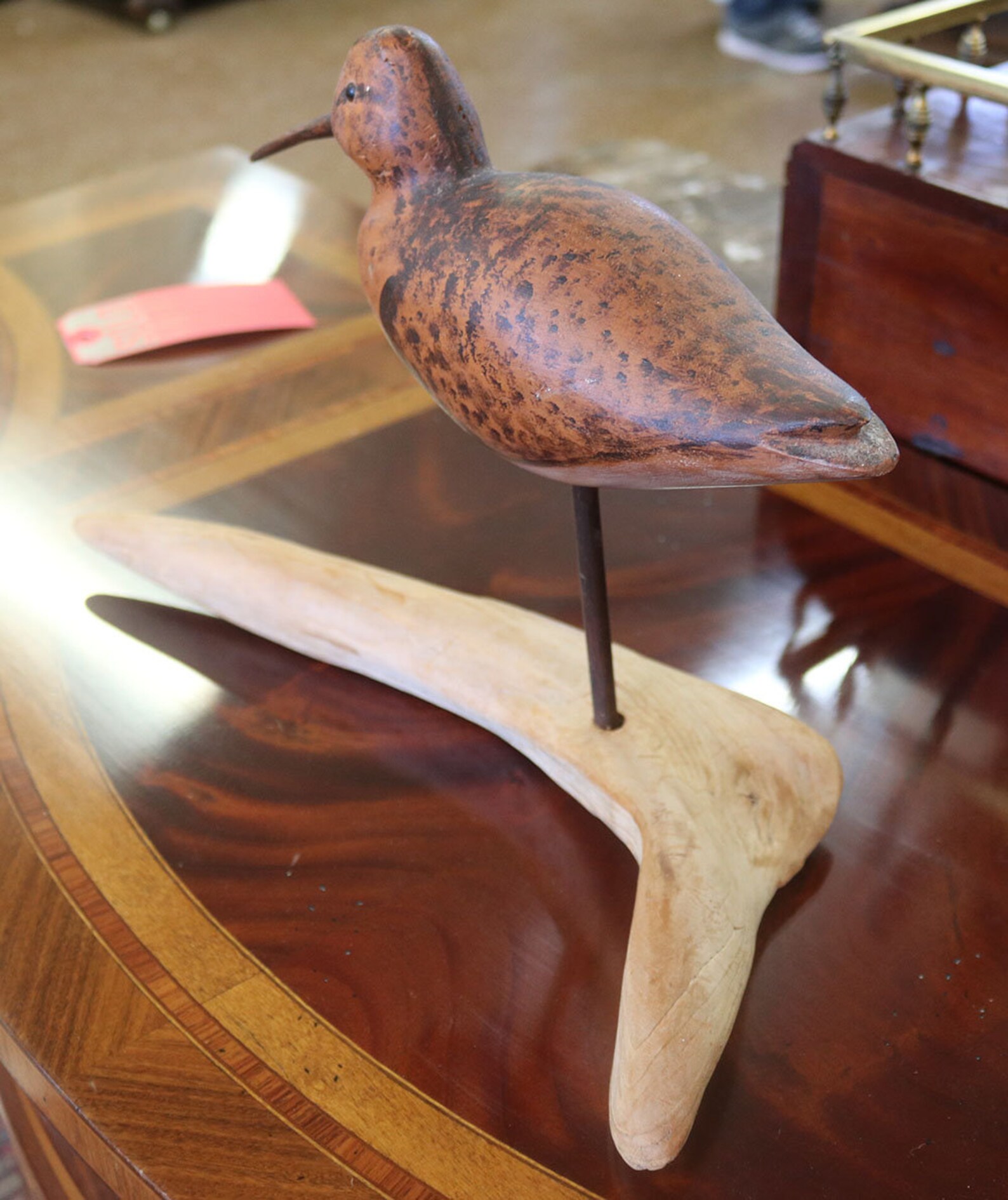 Hand-made Vintage 1940s Long Billed Dowitcher Deco on Driftwood Carved ...