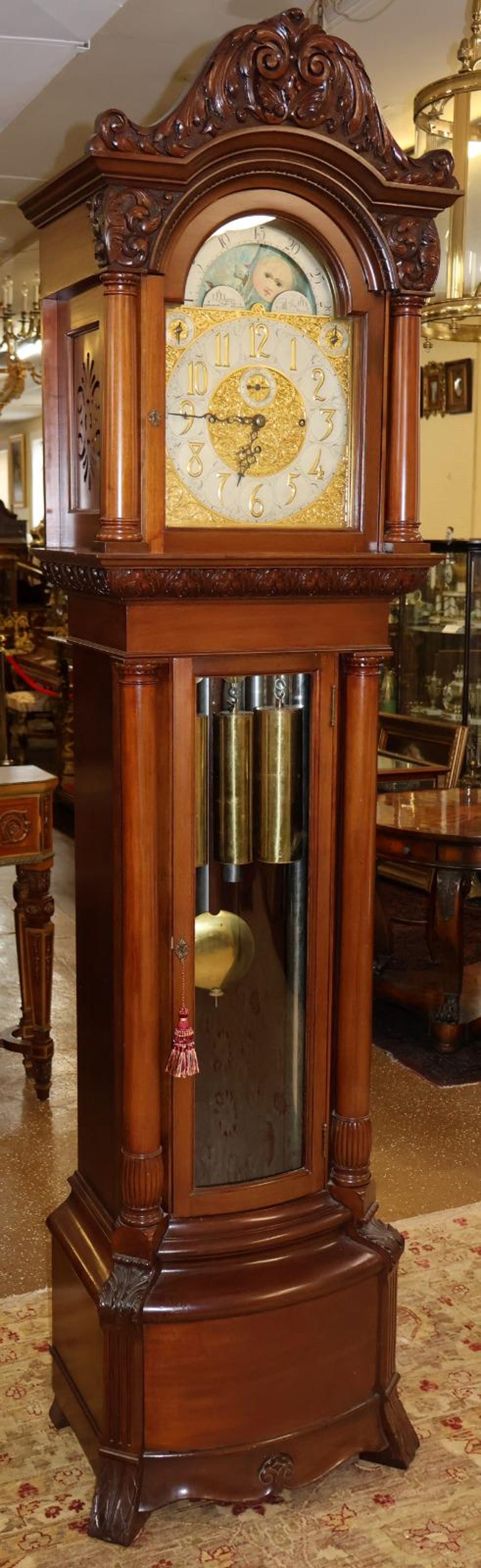 19th Century J.E Caldwell Victorian 9 Tube Mahogany Tall Case ...