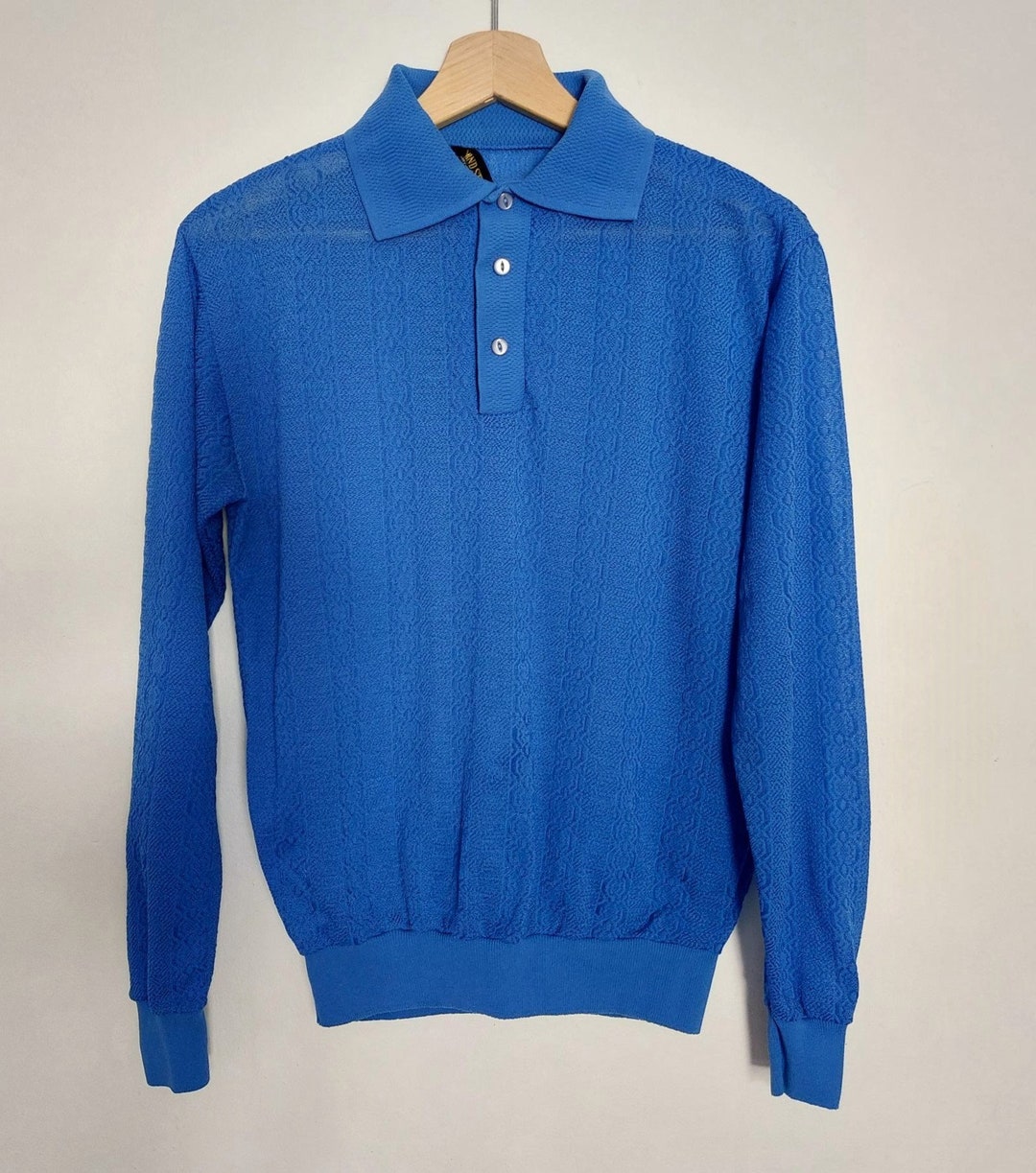 Blue Collared Jumper | Vintage Nylon Jumper | Large - Etsy
