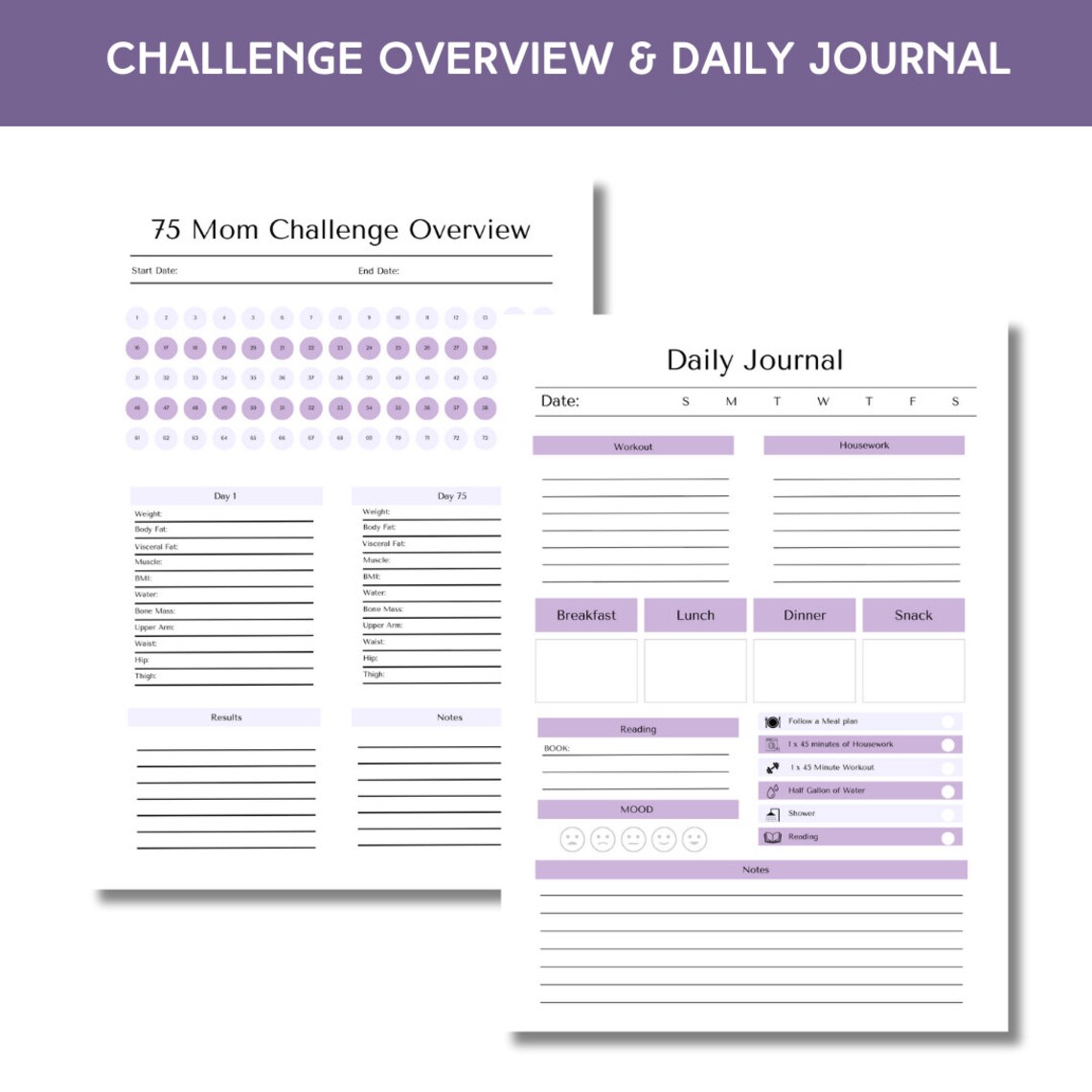 75 Mom Editable Challenge Printable, Spring and Summer Weight Loss ...
