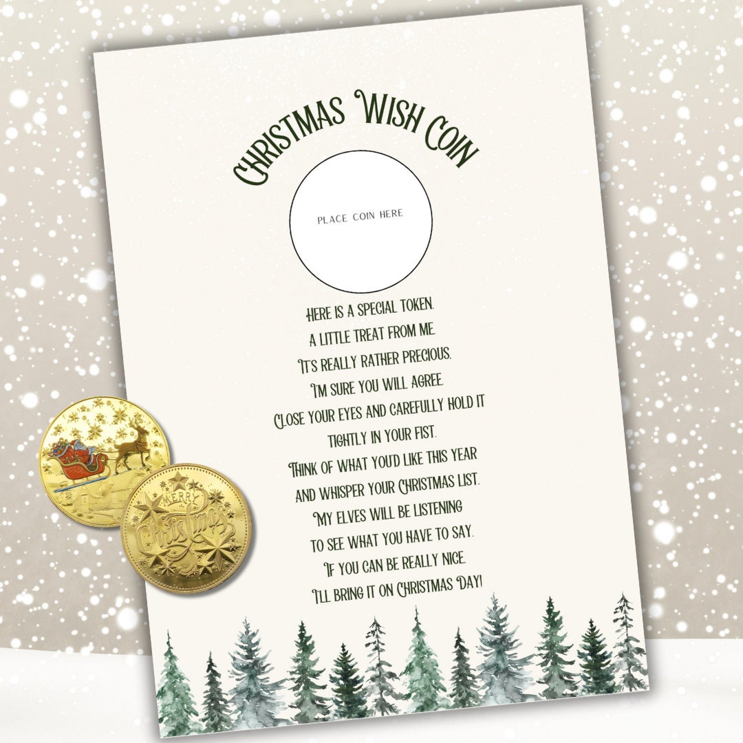 Christmas Wish Coin Printable, Instant Download,printable Wish Coin ...
