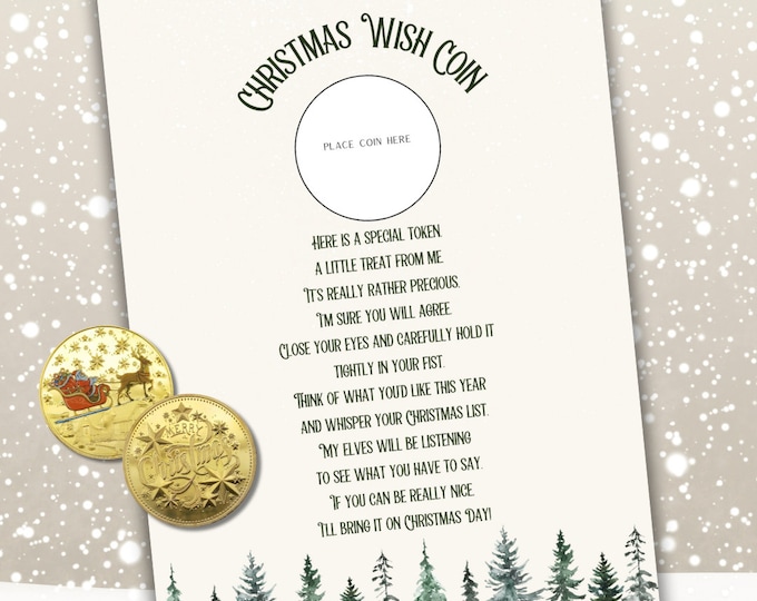 Santa Christmas Wish Coin Printable, Chocolate Coin Wish, Kid Friendly ...