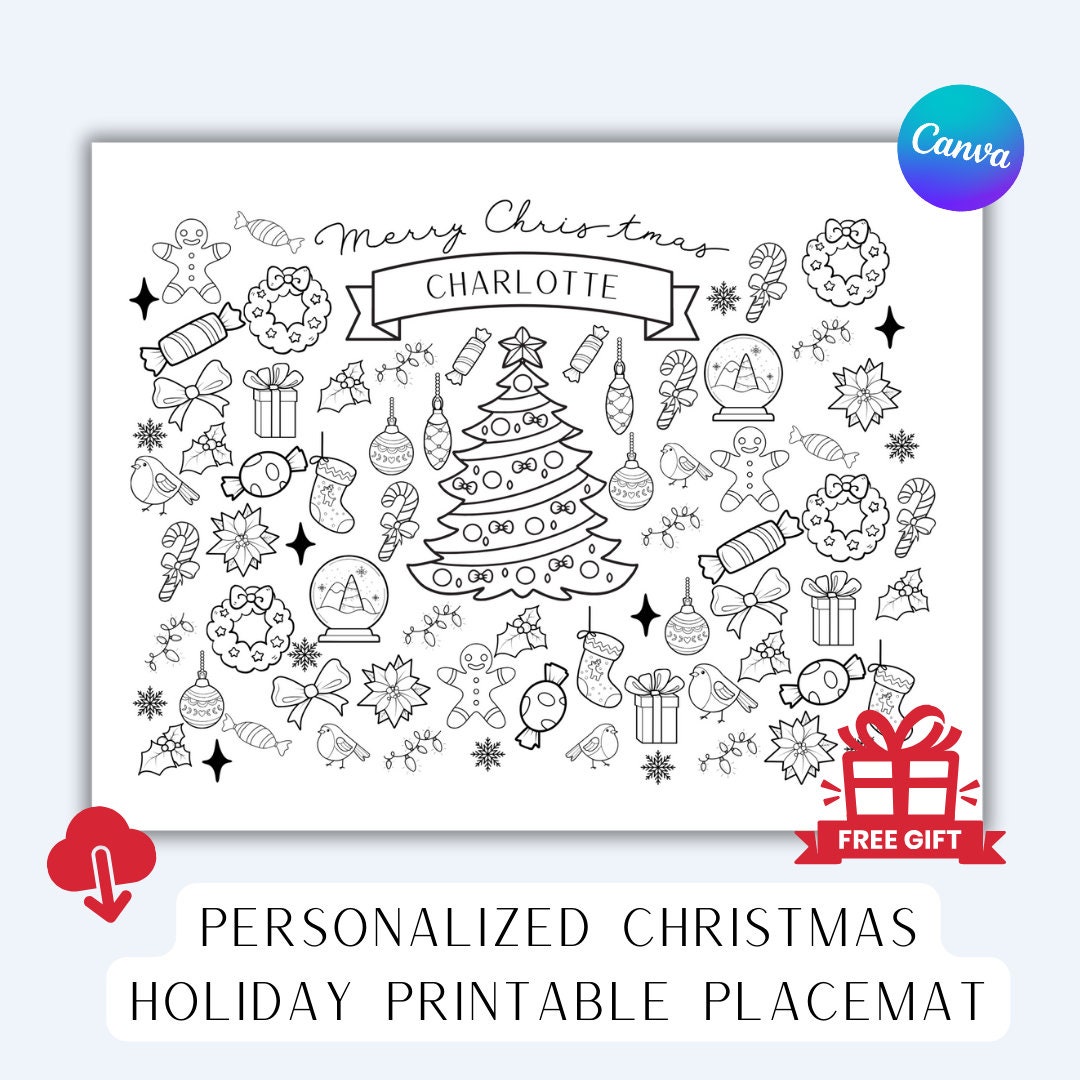 Christmas Activity Placemat, Printable Kids Christmas Coloring Page ...