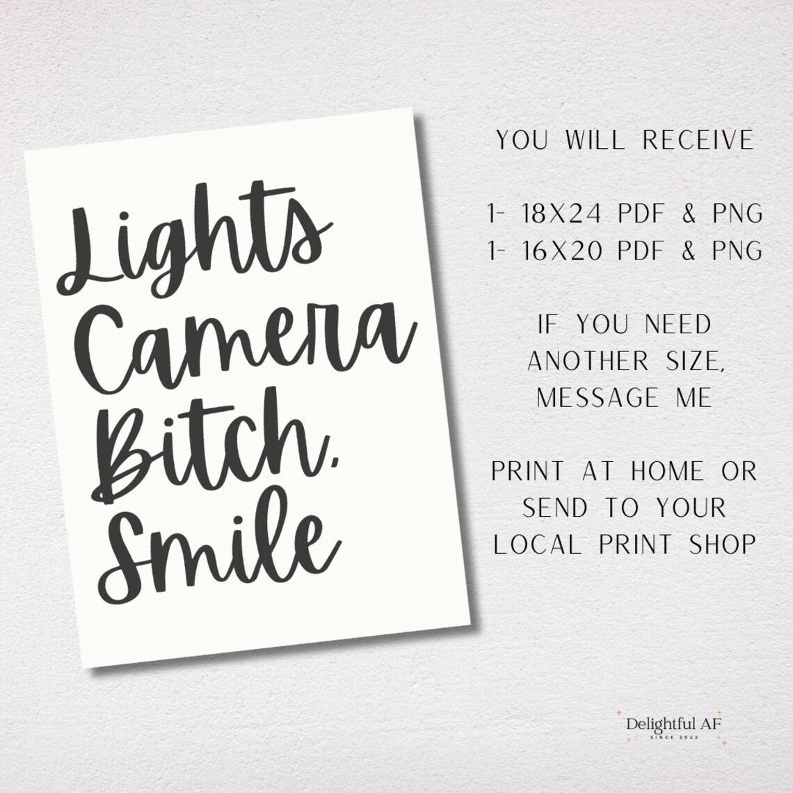 Lights Camera Smile, Digital Wall Print, TTPD Print, Swiftie Instant Download, the Tortured ...