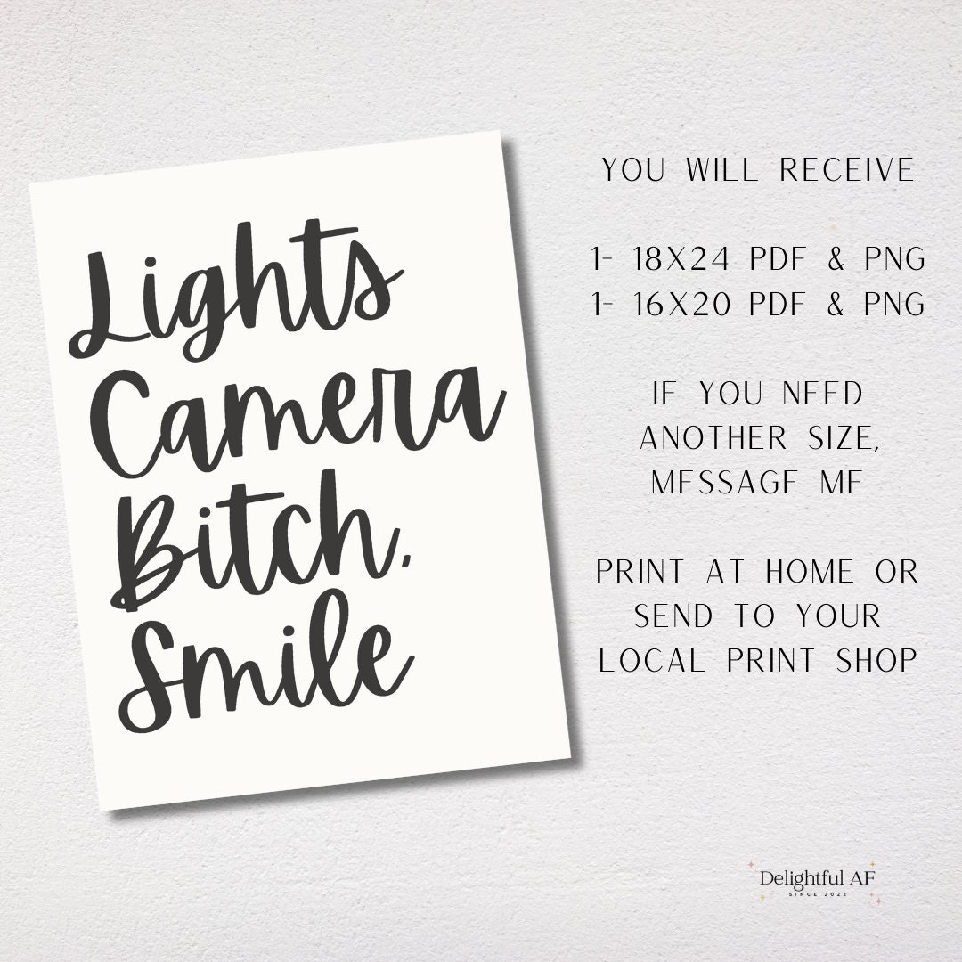 Lights Camera Smile, Digital Wall Print, TTPD Print, Swiftie Instant ...
