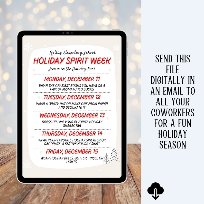 December School Spirit Week Itinerary Schedule, Christmas Winter School ...