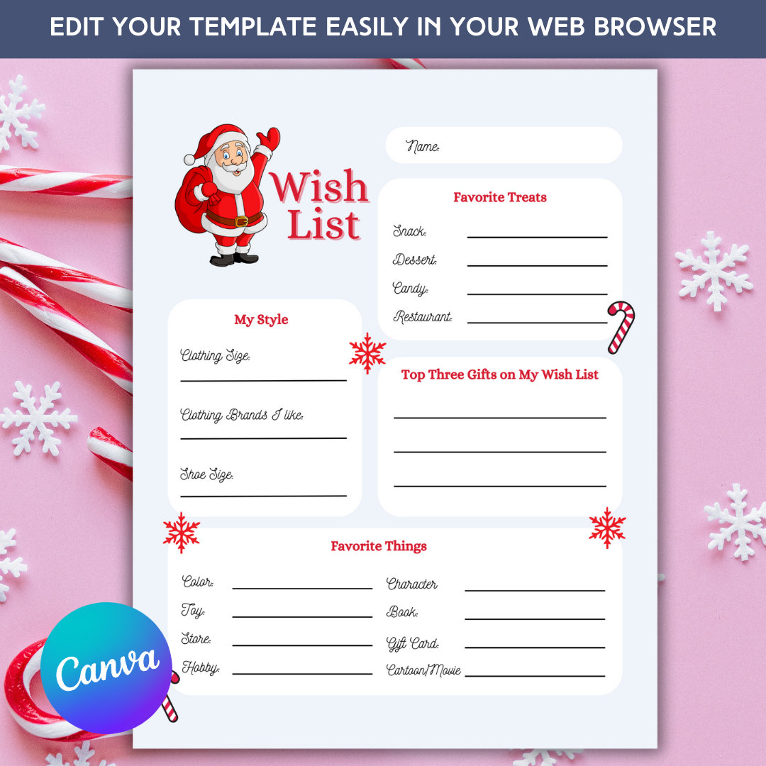Editable Secret Santa Questionnaire Template for Kids Family Gift ...