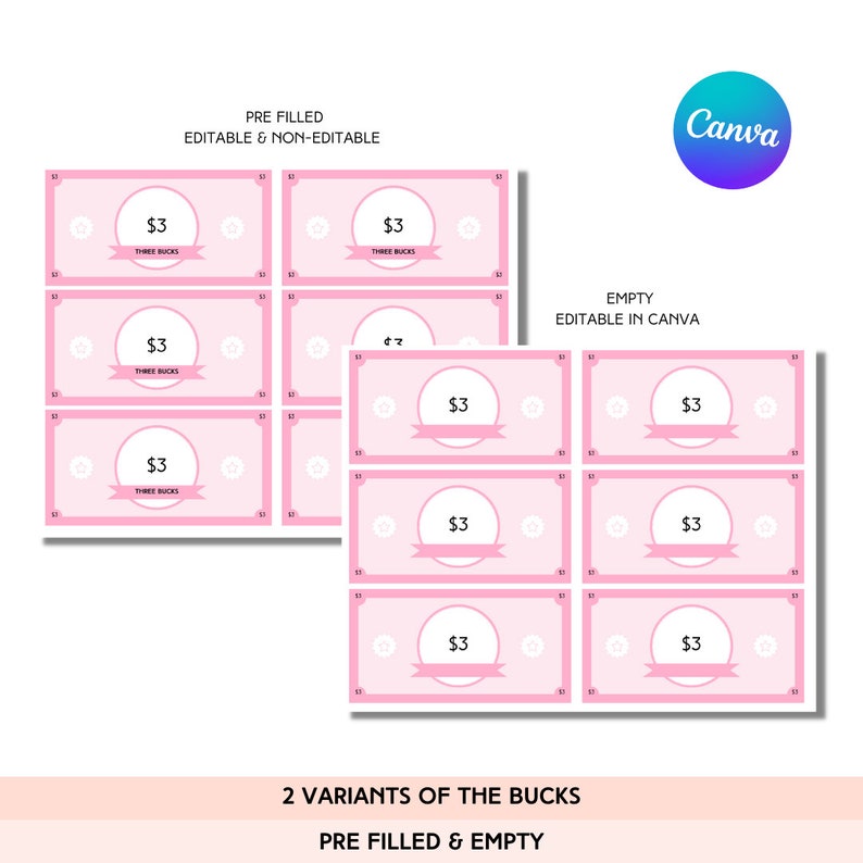 Editable Reward Bucks for Kids, Play Money, Pretend Money, Printable ...