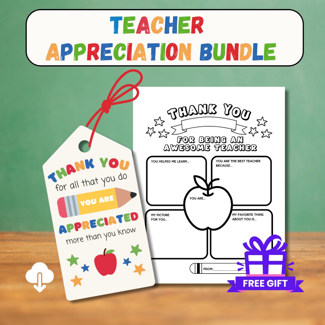 Teacher Appreciation Tag, Printable Class Thank You, Thank You Letter ...