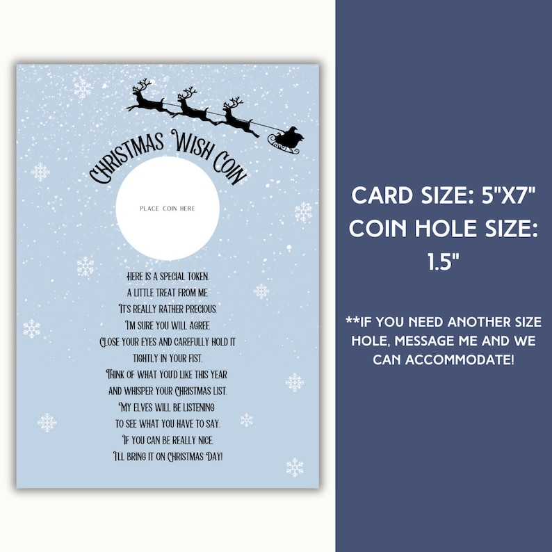 Christmas Wish Coin Printable, Instant Download,printable Wish Coin ...
