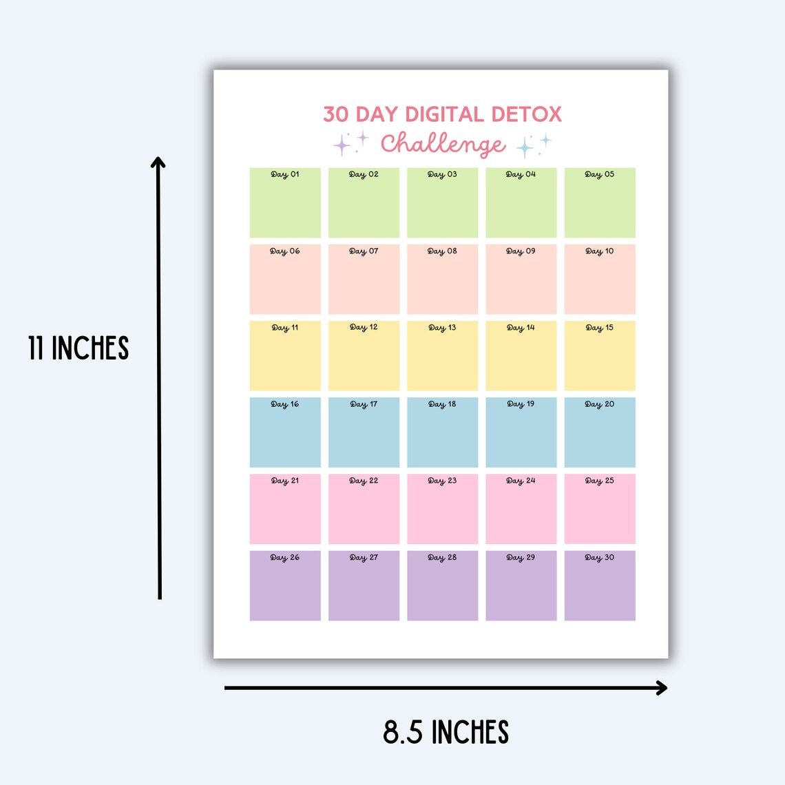 30 Day Digital Detox Challenge, Printable Digital Away Challenge Page ...