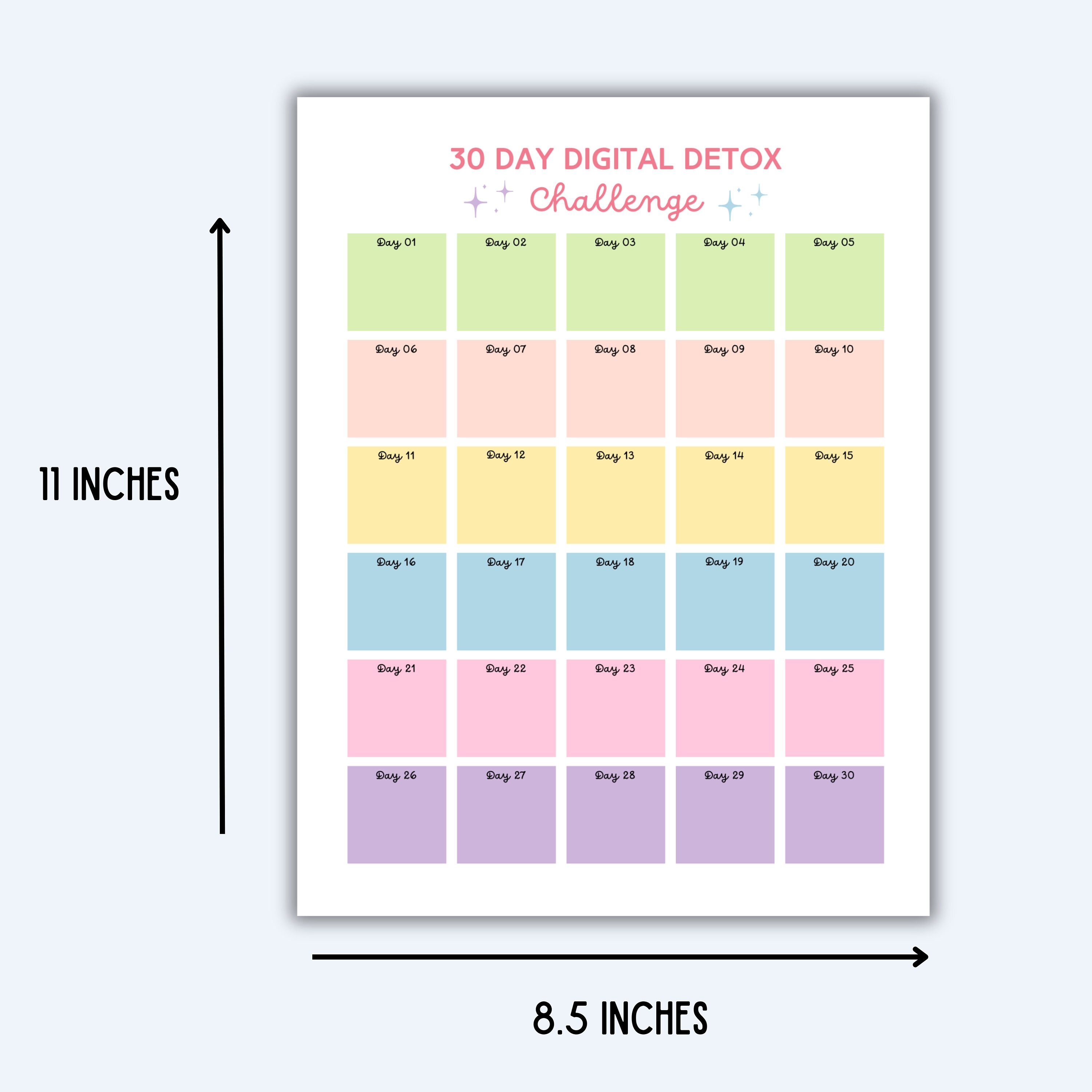 30 Day Digital Detox Challenge, Printable Digital Away Challenge Page ...