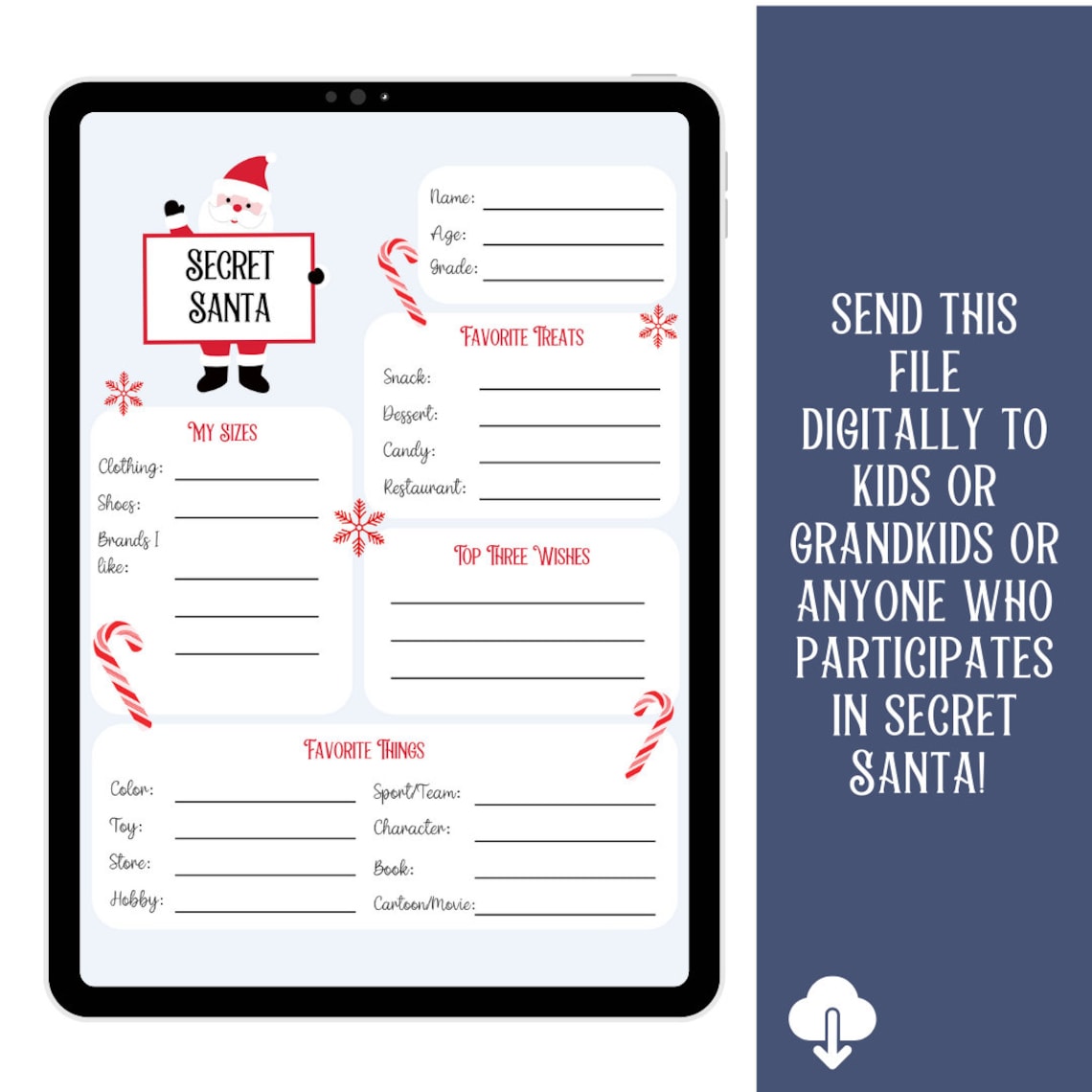 Kids Secret Santa List, Secret Santa Questionnaire for Kids, Secret ...