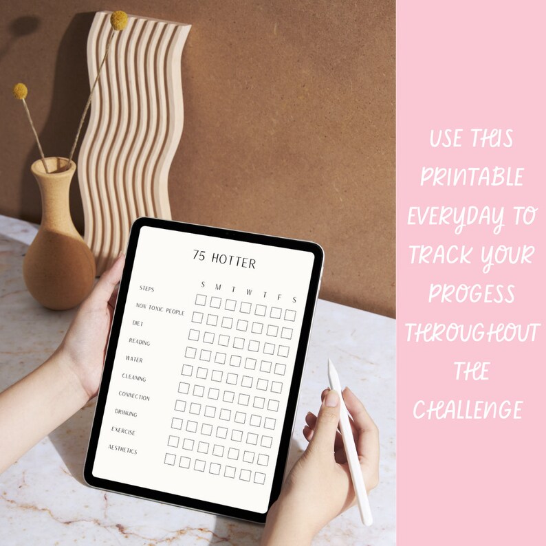 75 HOTTER Challenge Printable, Easy Challenge Tracker, Meal Planner, 75 ...